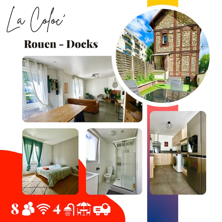 La Coloc’ - Rouen Docks - T5 - 4 Sbd - Jardin - Rouen
