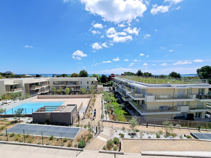 T3 Proche Vaugrenier Clim Terrasse Vue Mer - Marineland - Antibes