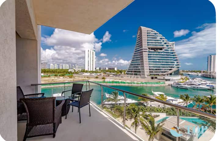 Top/2br/vista De Millón De Dlls/balcón/gym/puerto - Cancún