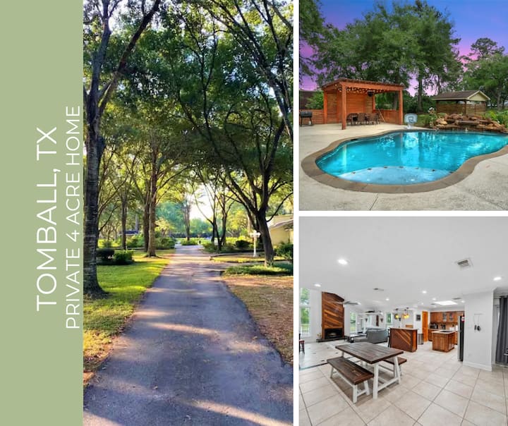 Private 4-acre Staycation W/ Pool, Sauna & Hot Tub - Tomball, TX