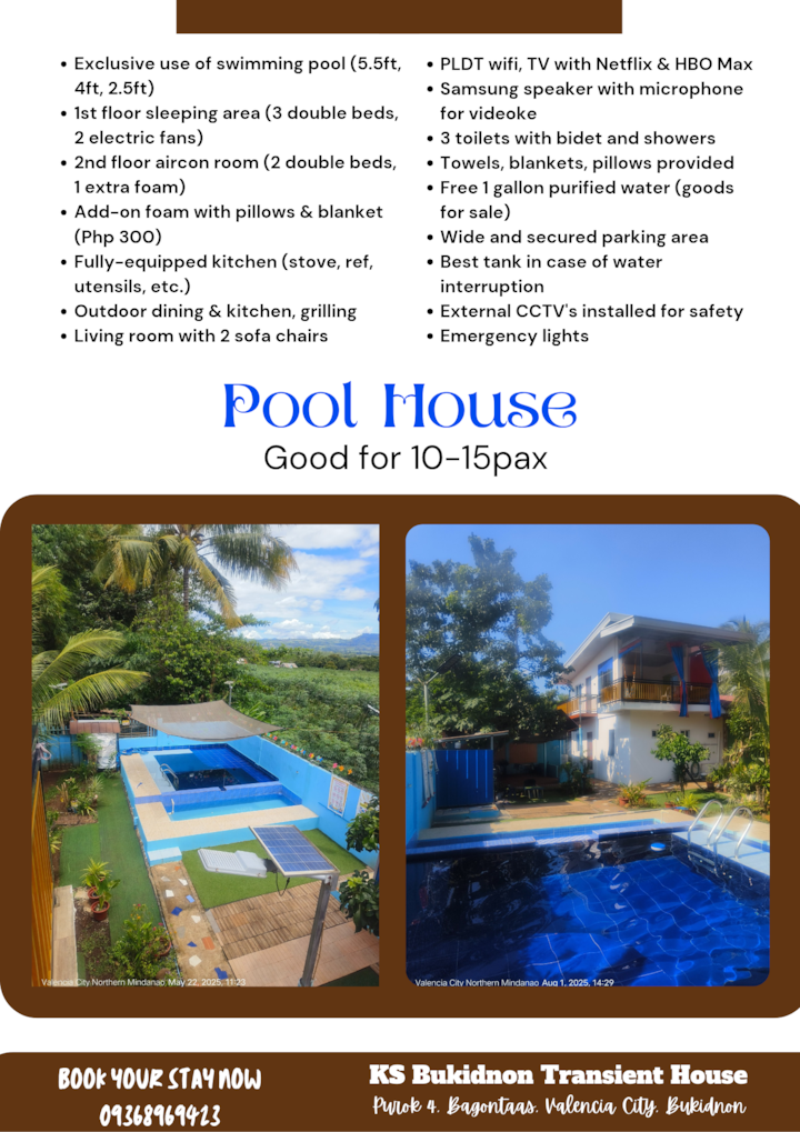 Ks Bukidnon Transient Pool House - Malaybalay