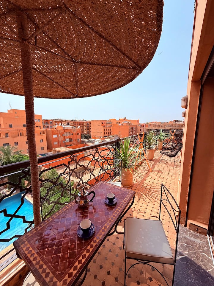 Appartement Cosy 2ch Balcon Ultra Centre Gueliz - Marrakesh