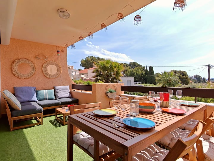 "Le Jasmin" Grande Terrasse Vue Mer, Proche Centre - Bandol