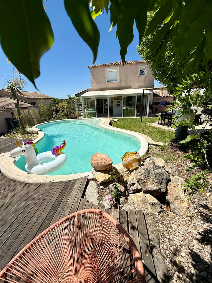 Maison Climatisée Piscine - Détente & Soleil à 8 - Montpellier