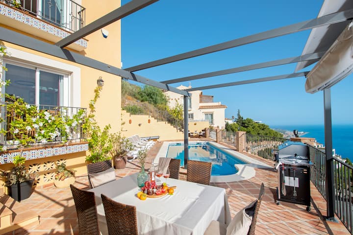 Villa Sol Y Mar With Heated Pool And Jacuzzi - Salobreña