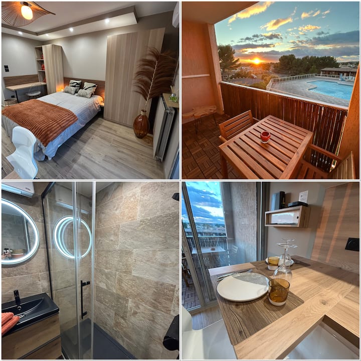 Studio Orcadia Piscine Climatisation Parking Wifi - Bouzigues