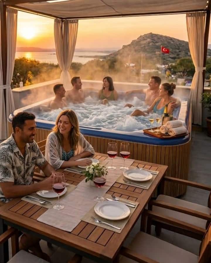 Denizmanzaralı Isıtmalı Jakuziyle ÖZel Teras Keyfi - Balıklıova