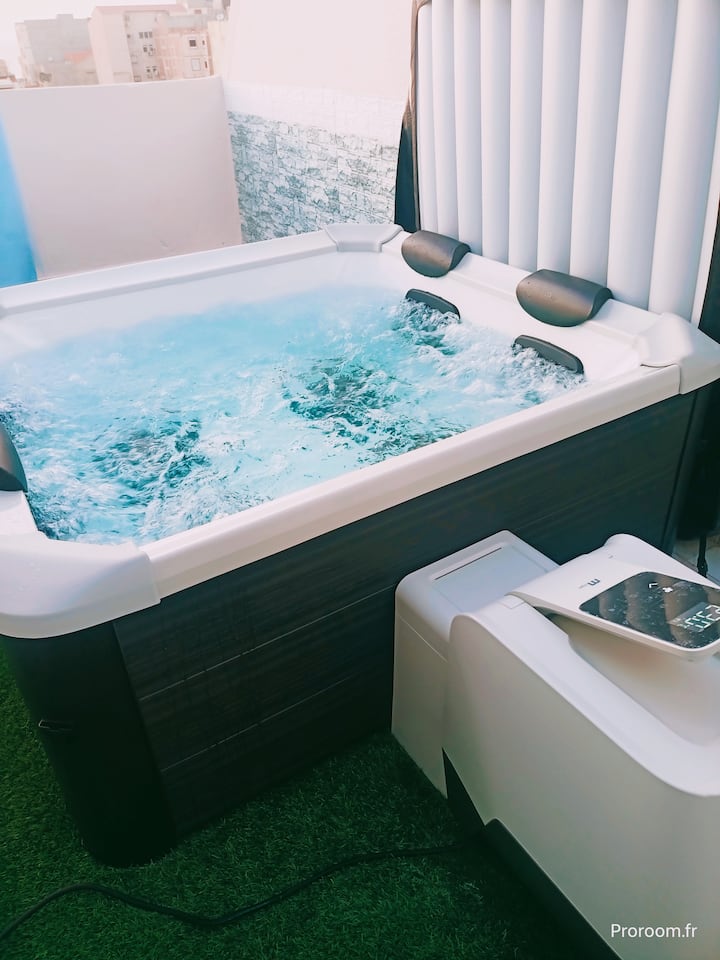 F3 Sur Terasse & Jacuzzi Vue Mer - Parfait Famille - Argel