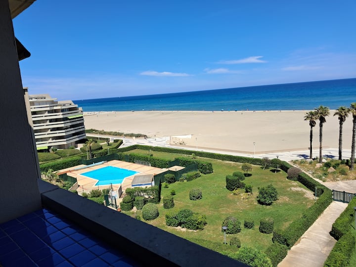 Studio Vue Mer/ Plage Terrasse, Piscine, Parking - Canet-en-Roussillon
