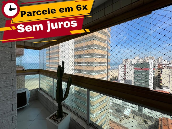 Apto | Vista Mar, Ac, Churrasqueira, Vaga, Pgto 6x - Praia Grande