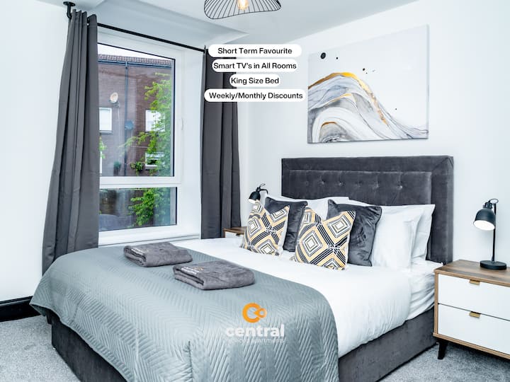 King Bed - Sleeps 2 - Wi-fi - Centralshortlets - University of Dundee