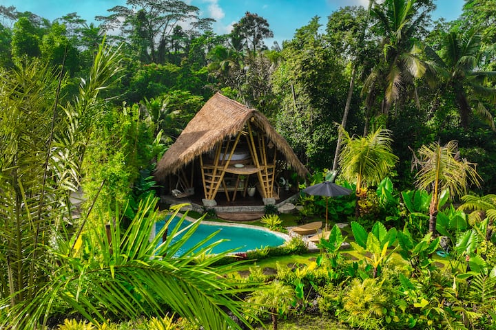 Bambus-luxusvilla Ubud Infinity-pool & Sunset View - Indonesia