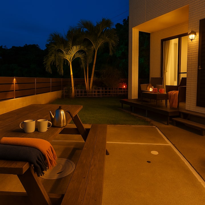 恩納村/オーシャンビュー/Bbqと星空観賞で夜も楽しめる/ビーチ徒歩3分/111㎡/3台駐車可能 - Okinawa