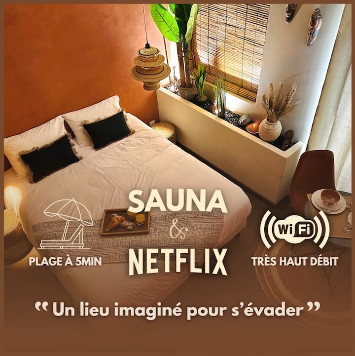 Le Jacaranda 
~ Suite Africaine ~ 
Sauna & Netflix - Valras-Plage