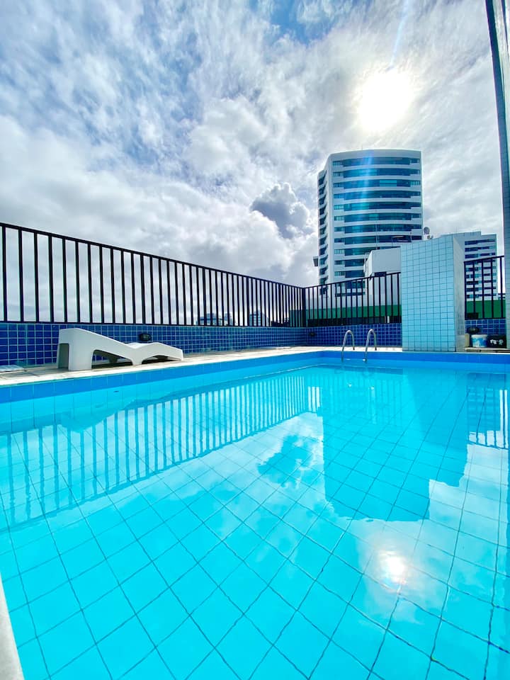 Flat 7 Min Praia | Local Excelente | Portaria 24h - Recife