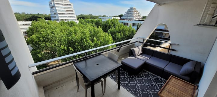 T1,clim, Tv195cm,canal+ Lit160, Wifi, Plage 300m - La Grande-Motte