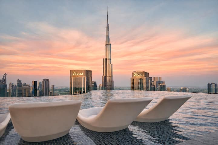 Magical Apt With Rooftop Pool & Burj Khalifa View! - Dubái