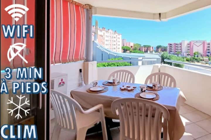 L’authentique 3min De La Plage, Wifi,clim&parking. - Sète