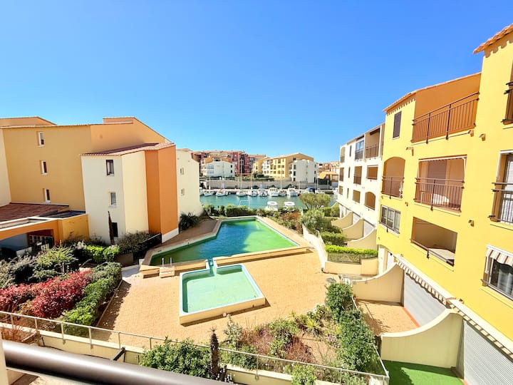 Pêcheur-grand Studio-piscine-clim-park-vue Bateaux - Agde