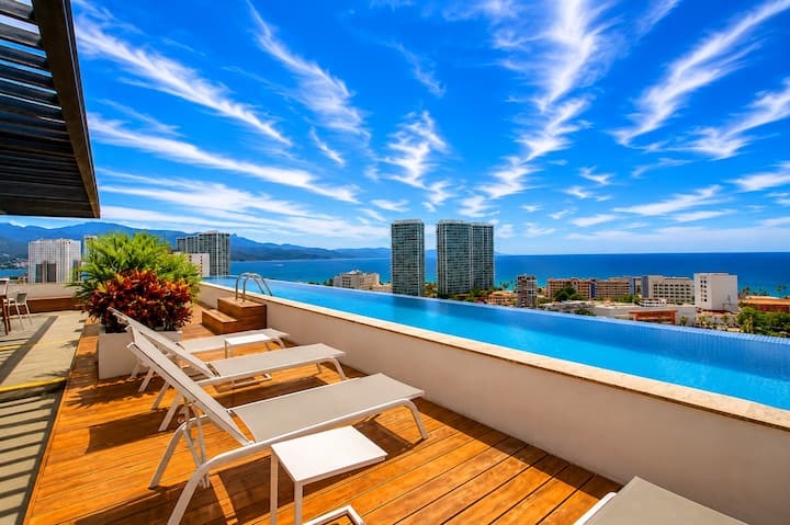1205sea View Rooftop Pool Balcony - Puerto Vallarta