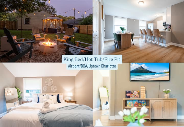 Modern Luxe | Hot Tub |Private | Airport |Sleeps 8 - Charlotte, NC