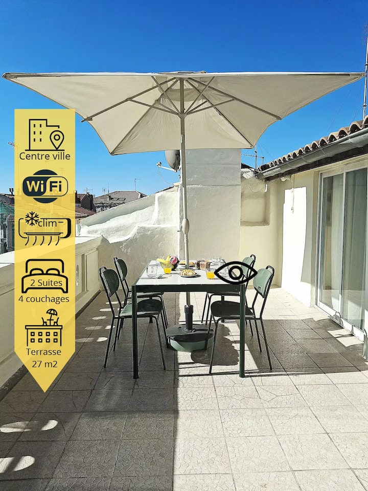 Air-conditioned Suite With Roof Terrace View In The Centre Of Béziers - Béziers