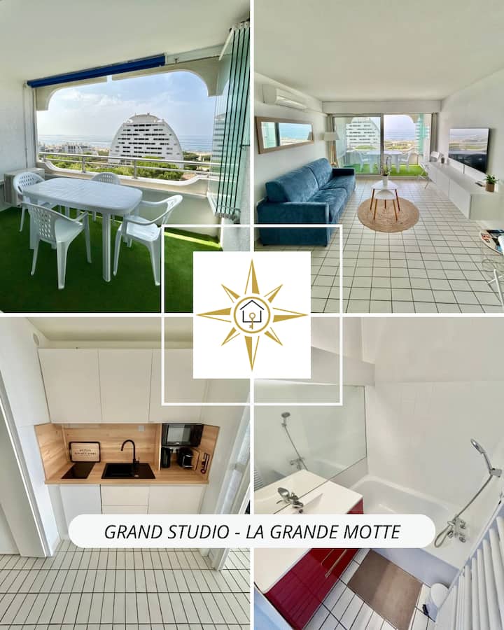 Grand Studio Vue Mer Imprenable à 150m De La Plage - La Grande-Motte