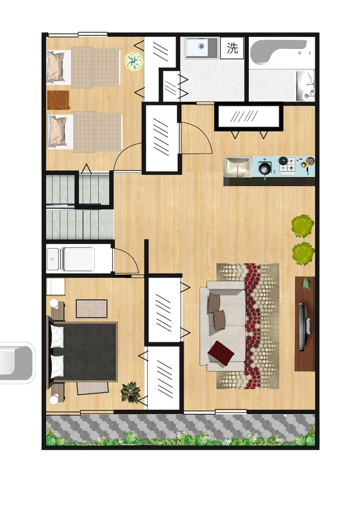 3 Bedrooms & 1 Living Room | Free Parking - Osaka
