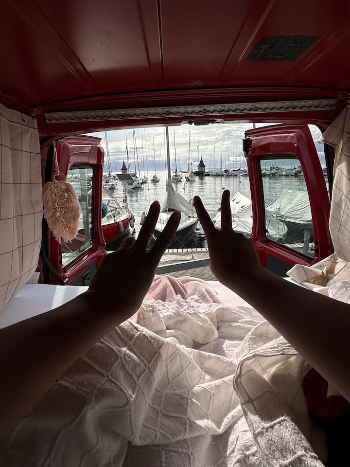Camperbus Mit Aussicht Auf See, Berge Und Zürich - Erlenbach