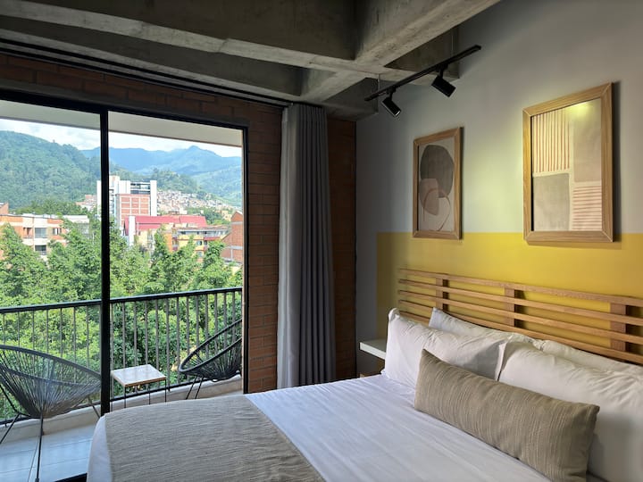 Hermoso Loft Piso 8 /Balcón/ Coworking/jacuzzi - Colombia