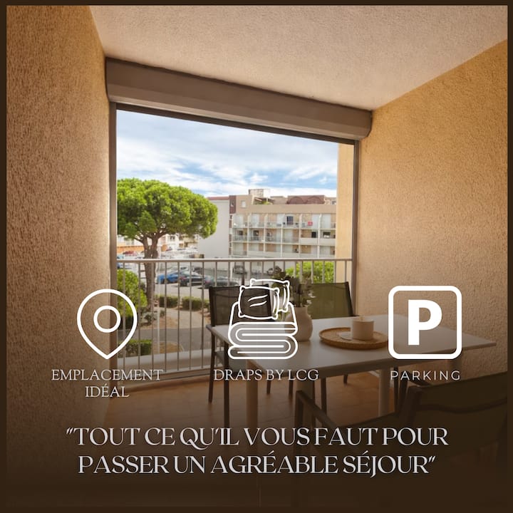 “Grenadine” •Parking•balcon•draps By Lcg - Gruissan