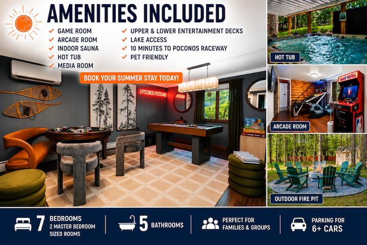 Hottub Game Rooms & Firepit|sleeps 16 Lake Access - Arrowhead Lake, PA