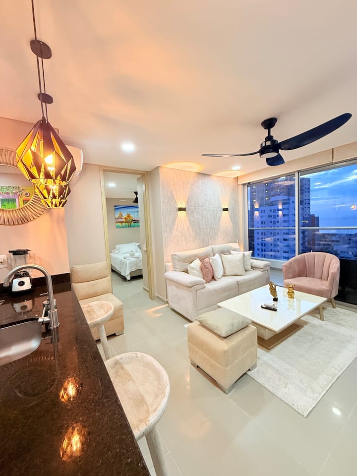 2br Frente Al Mar + Vista Infinita + 5 Min Centro - Cartagena