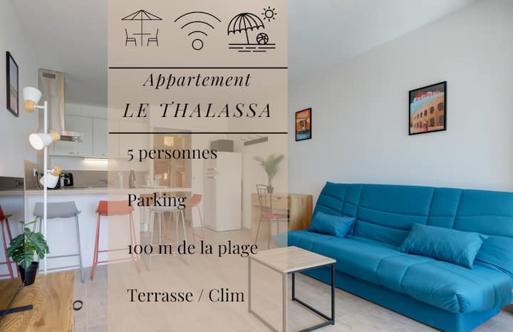 109 - Le Thalassa - Parking - 100m Plage - Clim - Azur Plage - Plage privée