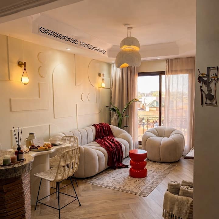Appart Centre Ville Style Fengshui Vue Montagne - Marrakech