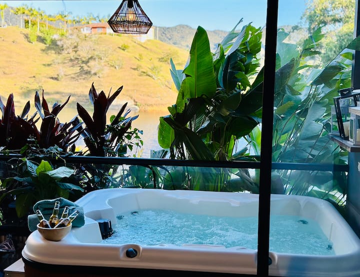 Apto Con Jacuzzi En Balcón Hacia Represa Con Bbq - Guatape