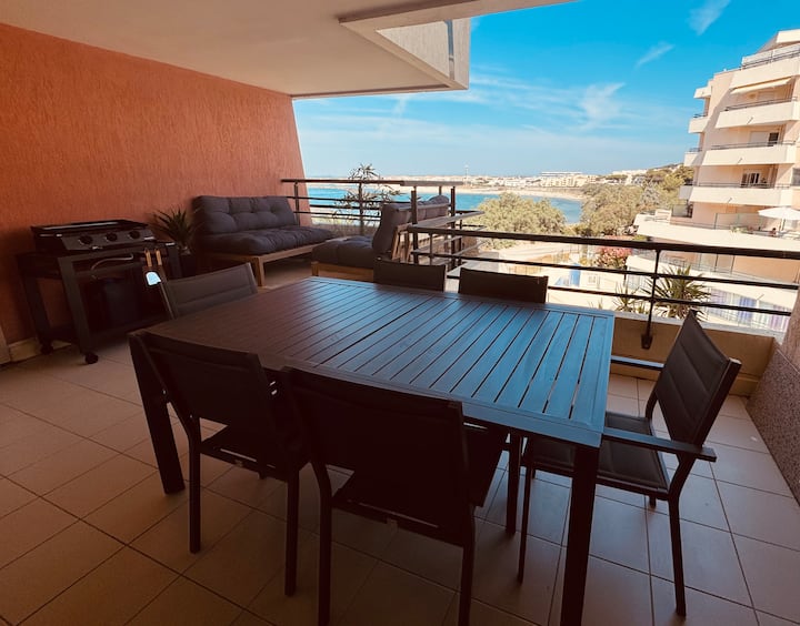 Face à La Mer, T3, Piscine, Wifi, Clim, Parking. - Bouzigues