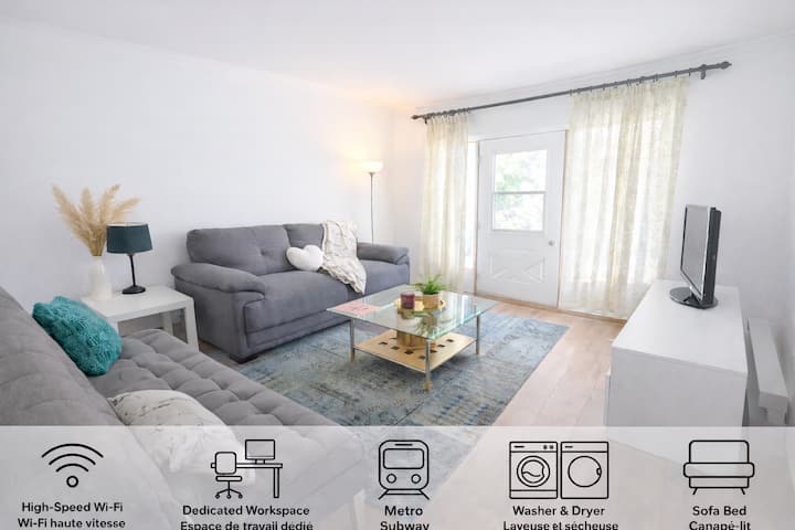1-minute Walk To Metro · Bright & Cozy 2-bedroom - Montreal