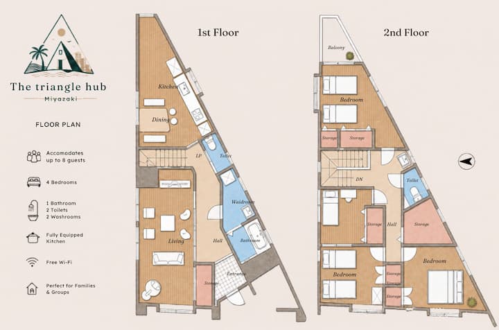 Triangle House In Miyazaki Center, Sleeps 8,free P - Miyazaki