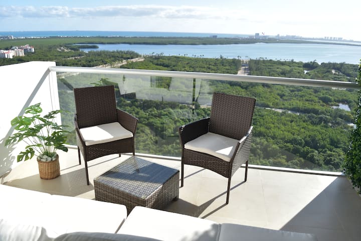 Cancún Vista Piso Alto- Mar Laguna Terraza Privada - Cancún