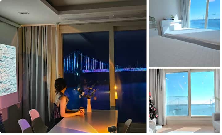 Re광안#광안대교풀오션뷰#최고층#3룸(침실2+거실)#침대3#청결보장#밀락더마켓#무료주차 - Busan