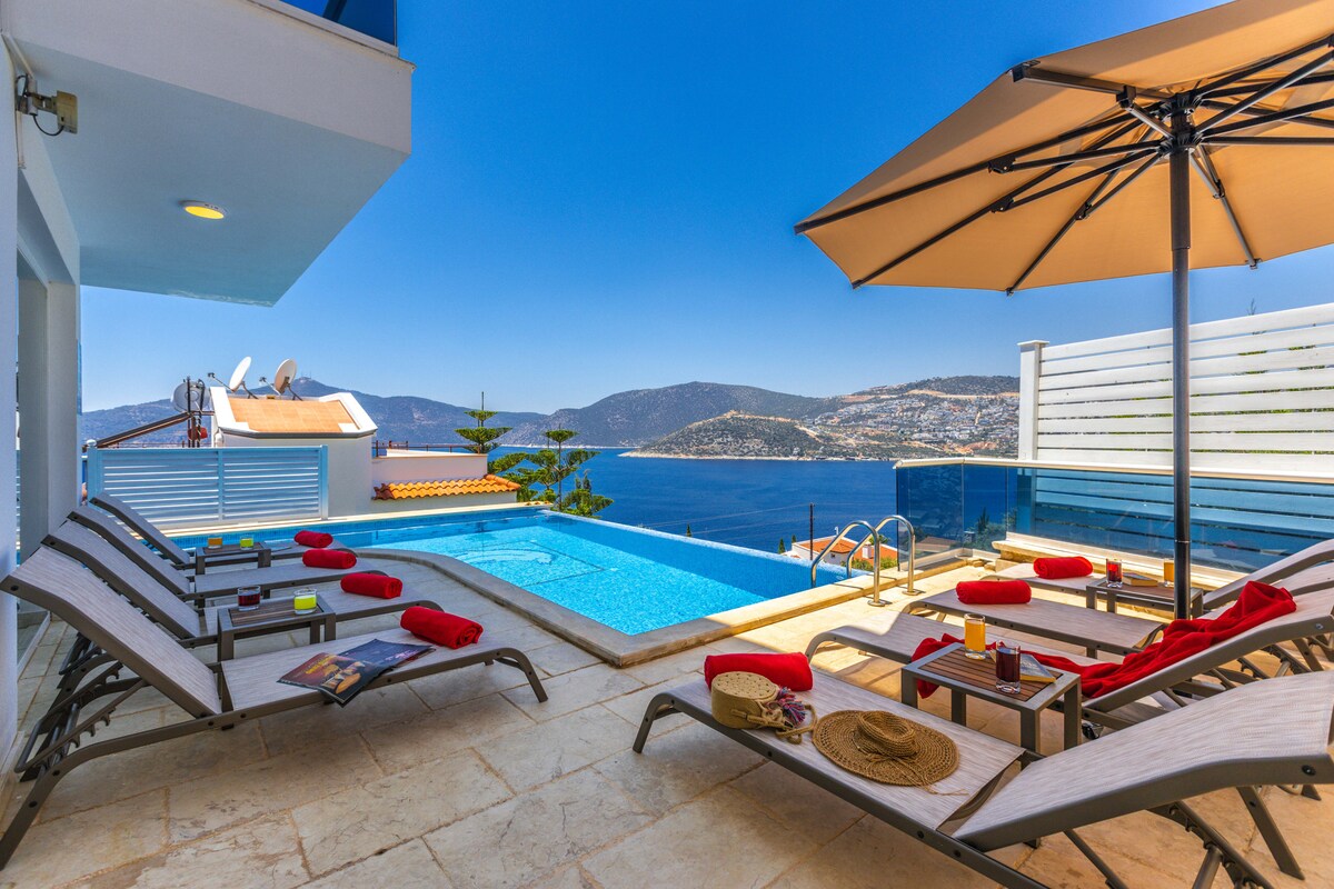 Villa with Saltwater and Heated Pool - Houses for Rent in Kaş, Antalya ...