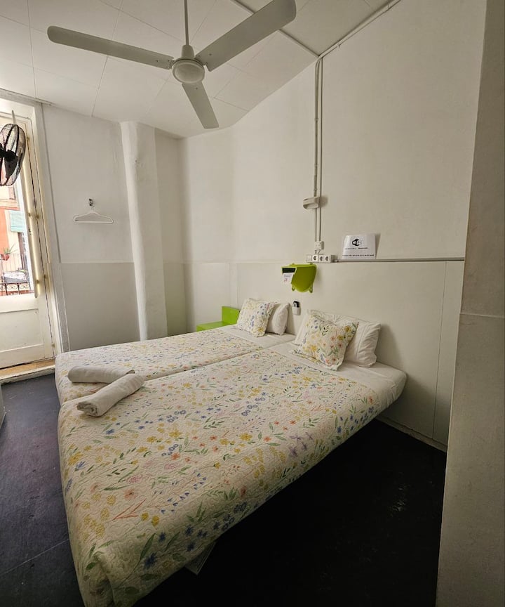 Twin Room Balcony And Shared Bathroom In Hostel - Barcelona