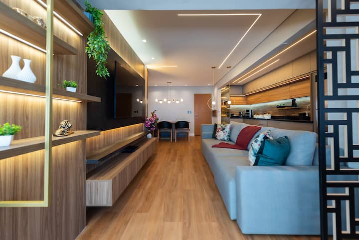 Luxuosa Vista Mar · Enxoval · Wi-fi - Praia Grande