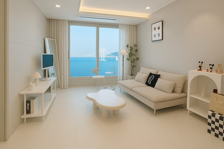 [New오픈 합법숙소] 광안대교 풀 오션뷰•침대3•무료주차•6인•밀락더마켓•미스터멘션 - Busan