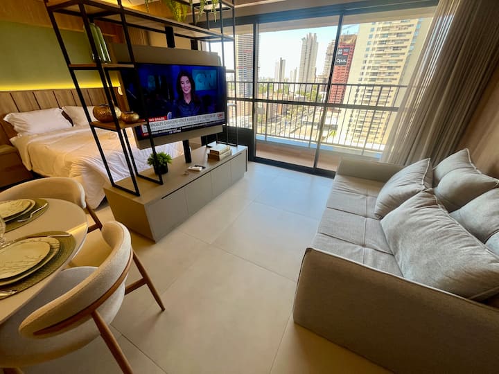 Hub Bueno | Elegância, Varanda E Espaço Office - Goiânia