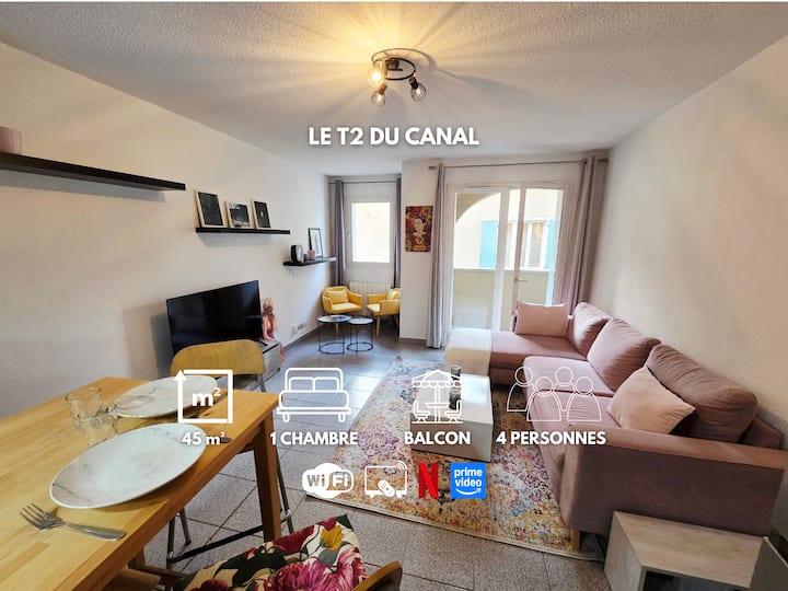 T2 Du Canal - Balcon - Gare à 5min - 4 Personnes - Valence