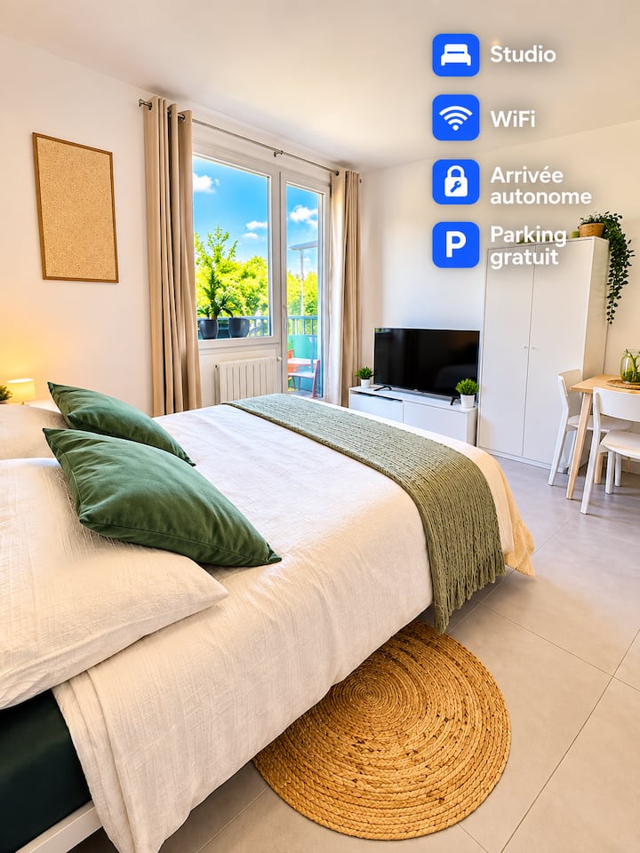 Studio Confortable, Calme, Balcon, Parking Gratuit, Wi-fi - Kingersheim