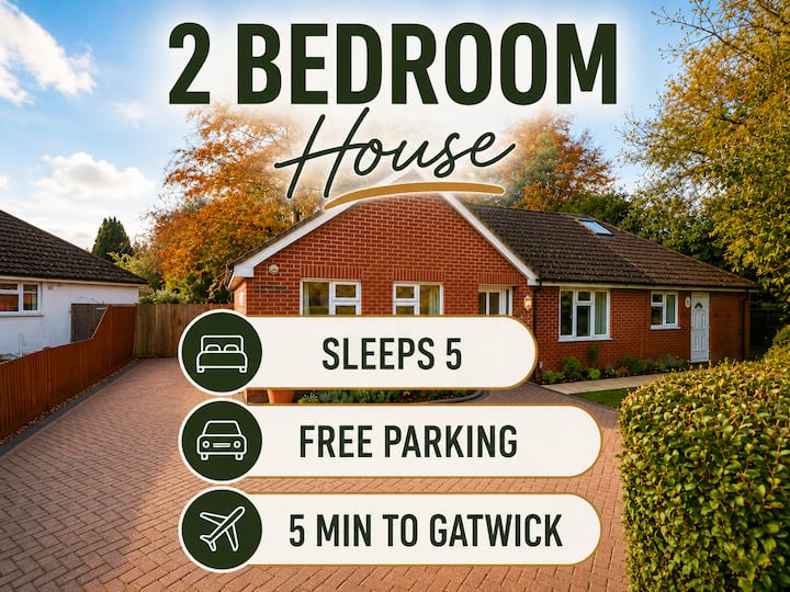 2 Bedroom-house-sleeps 5 In Front Horley Station - Crawley