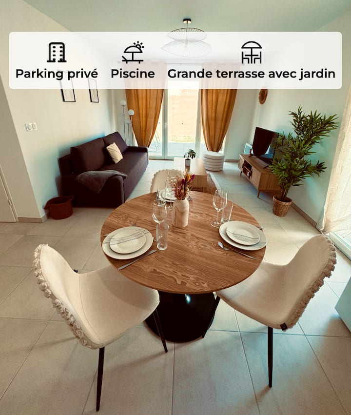 T2 Neuf Cosy : Terrasse, Jardin, Piscine & Parking - Le Lavandou